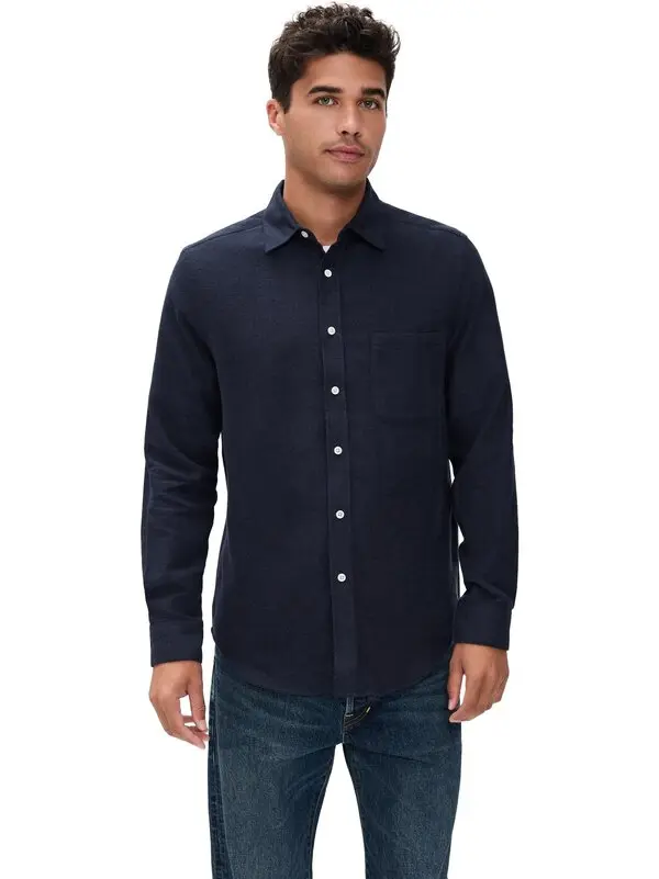 Portuguese Flannel Teca 2.0 Brushed Flannel Button Down Shirt - Navy
