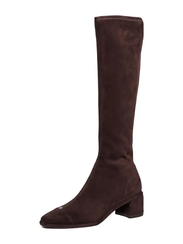 Tory Burch Cap-toe Knee High Boots - Cocoa Suede