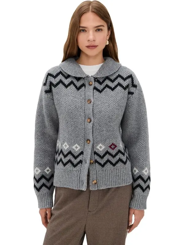 DAMSON MADDER Cecily Collar Cardigan - Grey