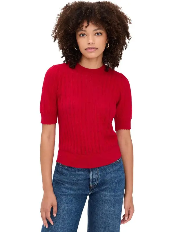 FRAME The Ladder Cashmere Pointelle Sweater - Bright Raspberry