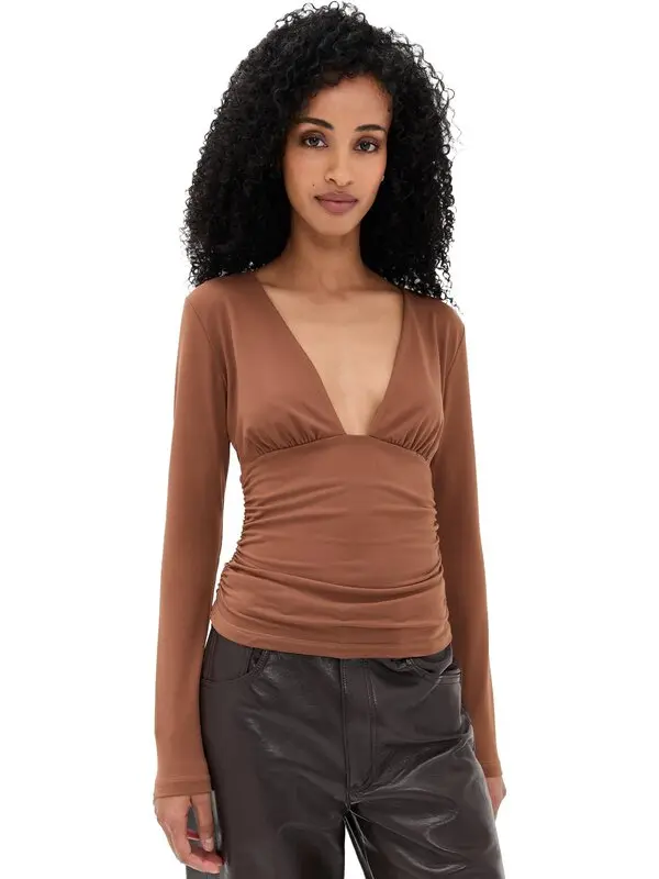 Susana Monaco V-neck Gathered Top - Toast