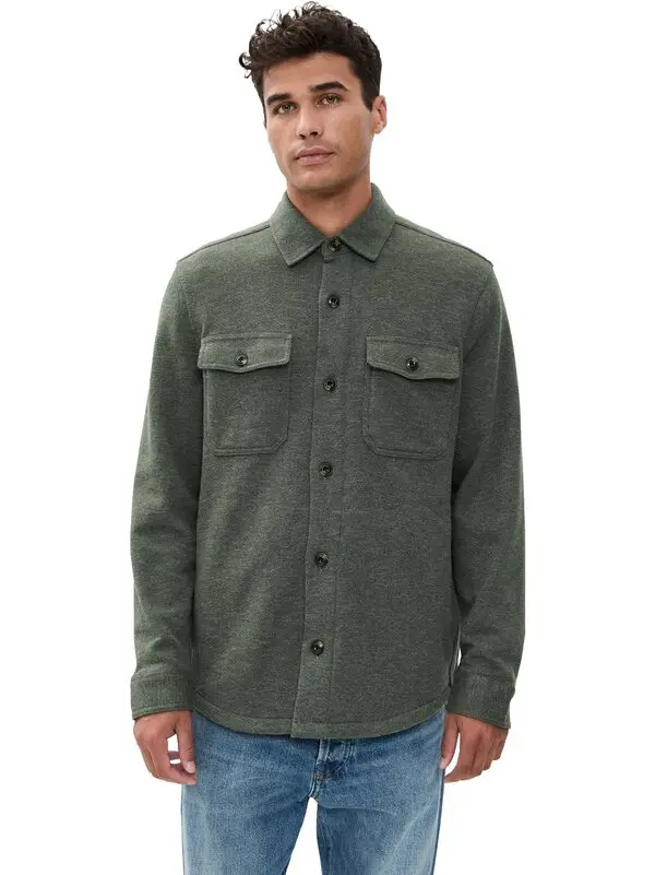 Faherty Brand Inlet Knit Cpo Shirt - Olive Leaf Melange