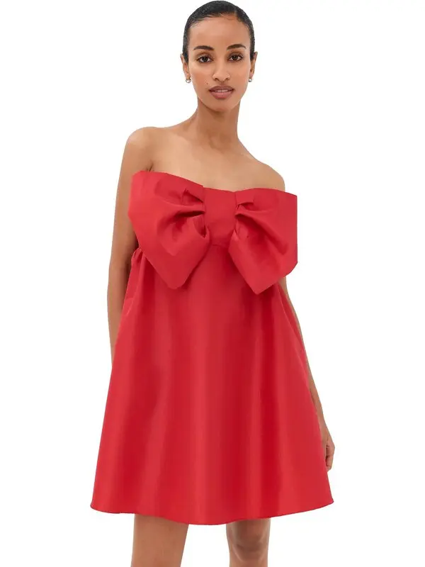 KIKA VARGAS Tammy Taffeta Mini Dress - Red