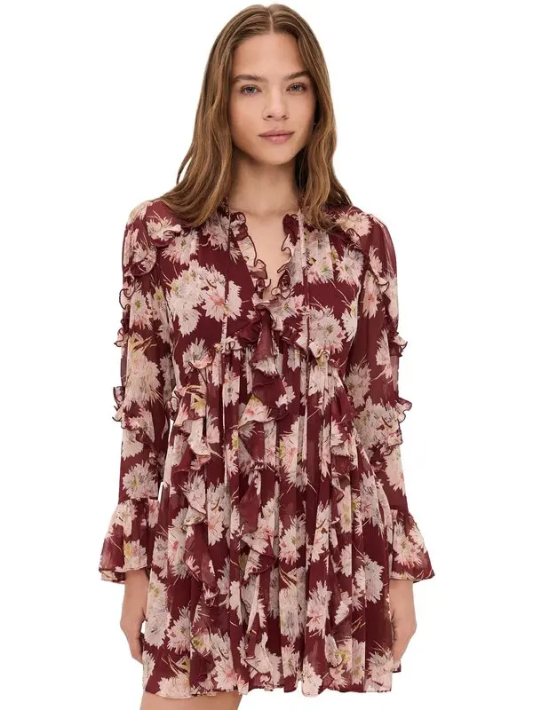 Cinq À Sept Mae Bouquet Albani Mini Dress - Wineberry Multi