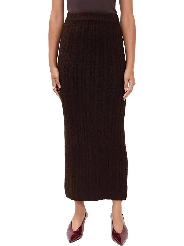 Line & Dot Ophelie Ribbed Knit Skirt - Chocolate