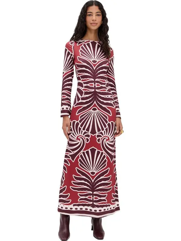 SEVEN WONDERS Sienna Sleeved Maxi Dress - Brodie Red