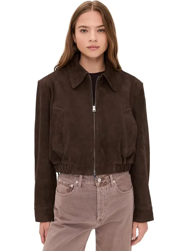 AGOLDE Nahla Cropped Suede Jacket - Root