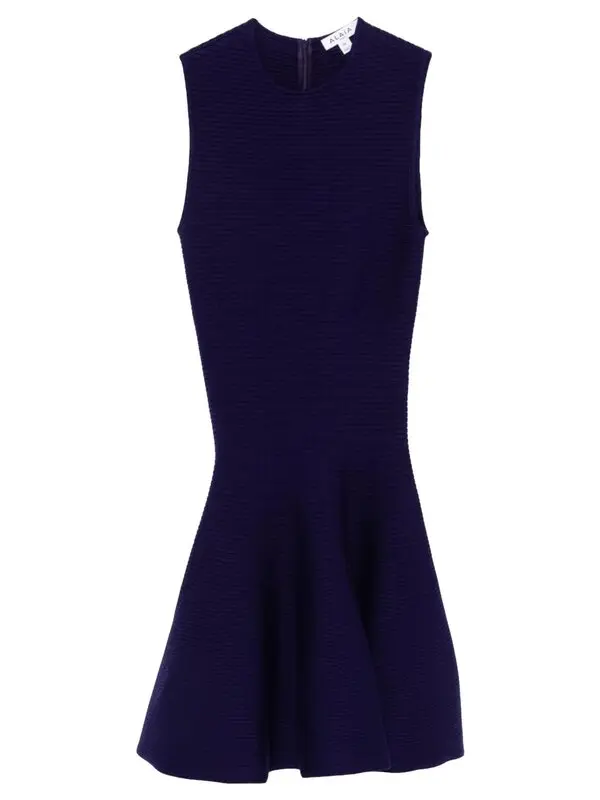 Alaïa Wool Knitted Skater Dress - Purple