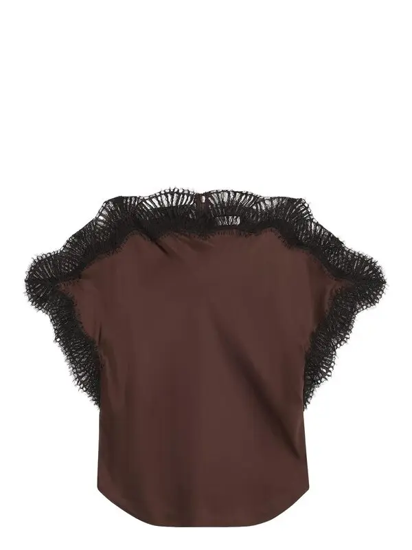 A.L.C. Luna Lace-trim Satin Top - Cocoa Black