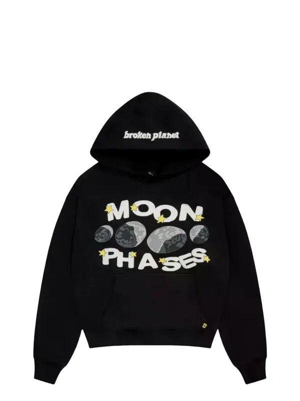 BROKEN PLANET Moon Phases-print Hoodie - Black