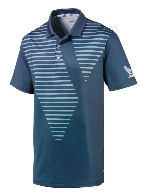 PUMA Volition Sky Striped Polo Shirt - Blue