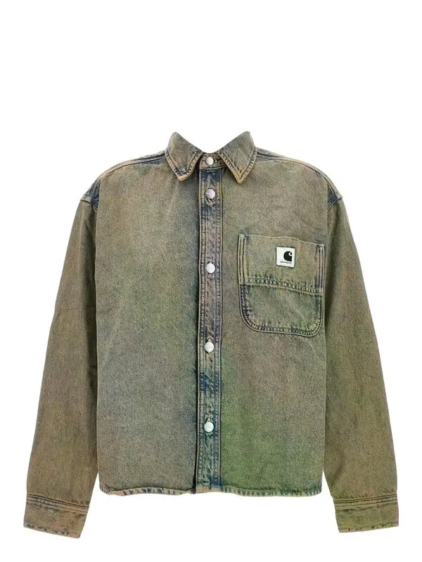 Carhartt Work In Progress Logo-patch Denim Shirt - Grey