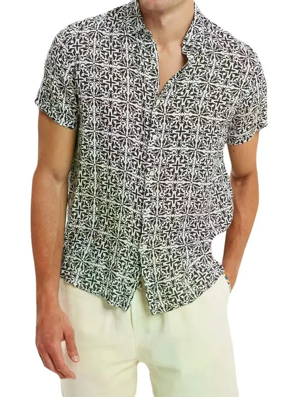 PENINSULA SWIMWEAR Patterned Short-sleeve Shirt - Grey