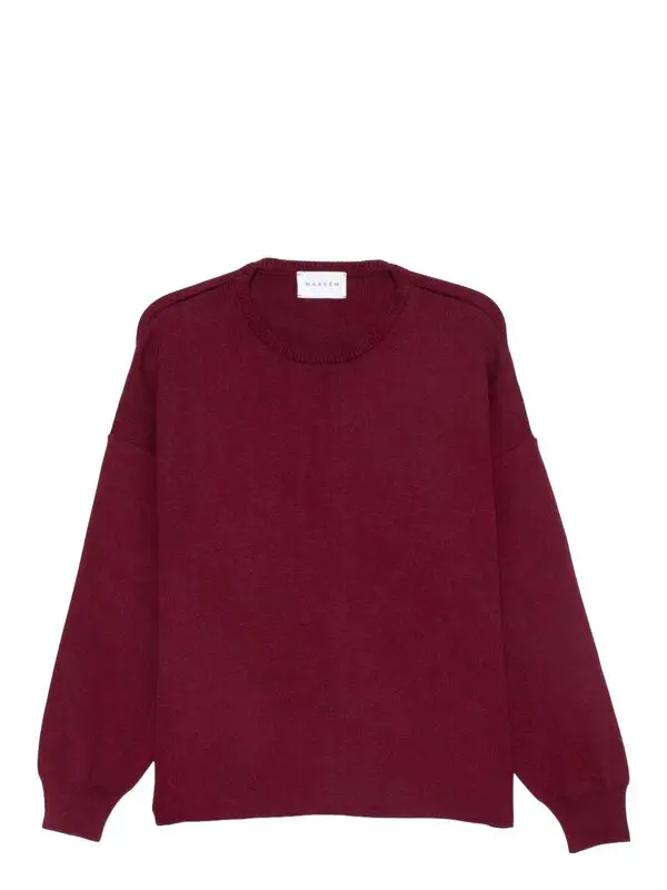 MARSEM Crew-neck Long-sleeve Sweater - Red