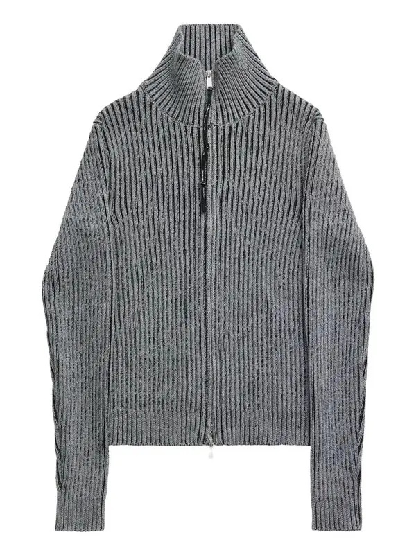 ALIS Ribbed Zip-up Cardigan - Grey
