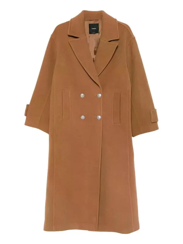 Pinko Double-breasted Coat - Brown