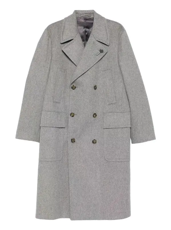 LARDINI Double-breasted Wool Overcoat - Grey
