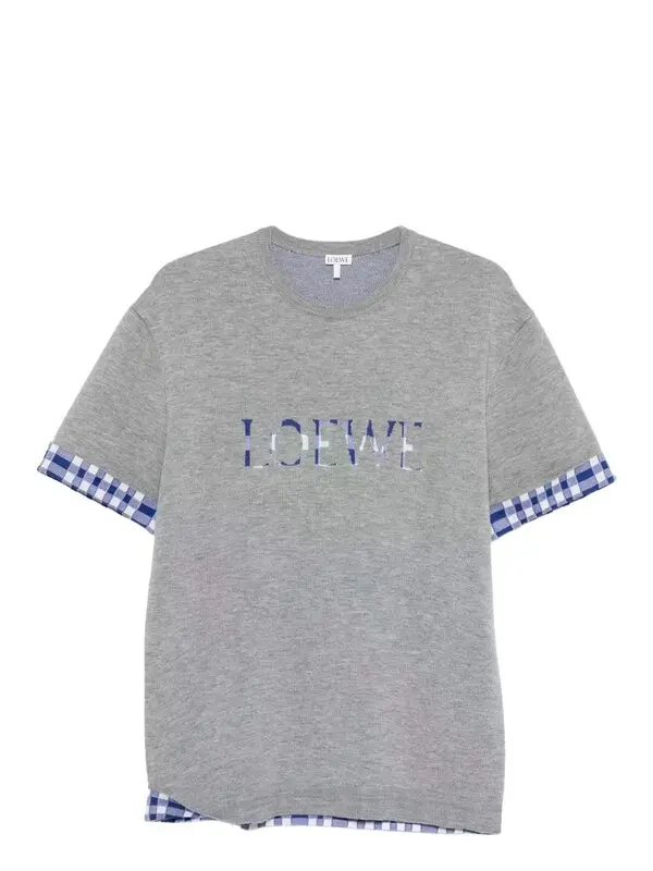 Loewe Logo-detail Checked T-shirt - Grey