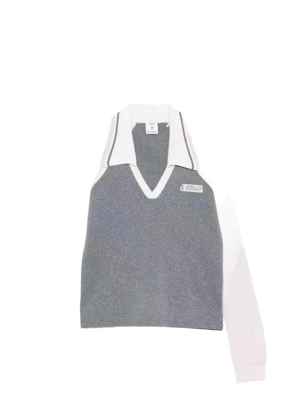 Casablanca Tennis Long-sleeved Polo Top - Silver