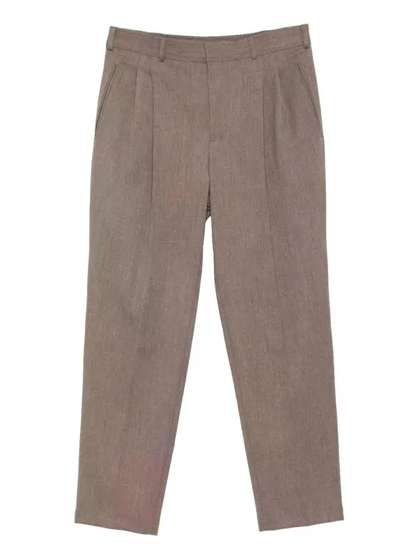 Emporio Armani Silk-blend Tailored Trousers - Neutrals
