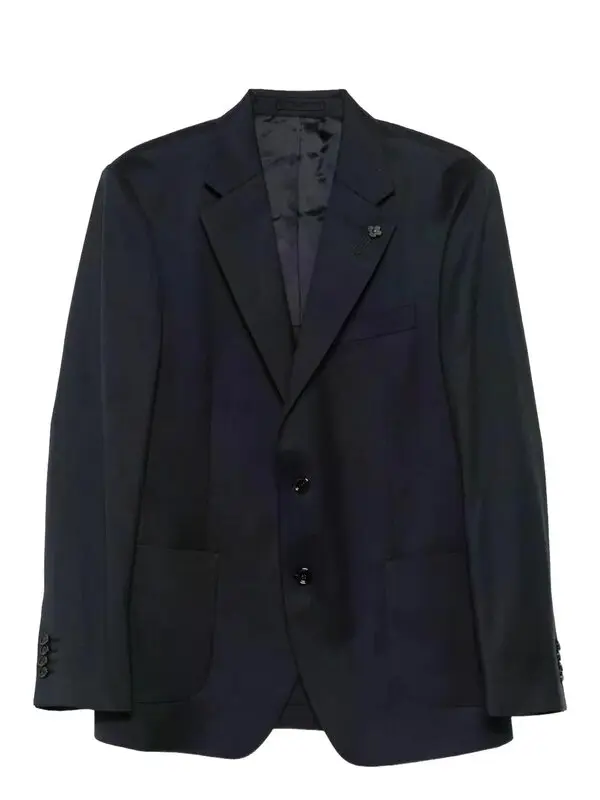 LARDINI Virigin Wool Single-breasted Blazer - Black