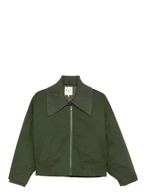 Sea Point-collar Bomber Jacket - Green