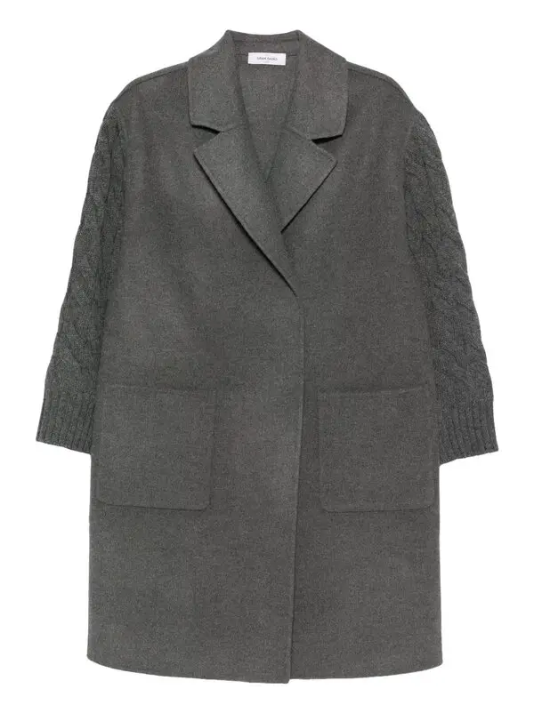 GRAN SASSO Cable-knit Panelled Coat - Grey