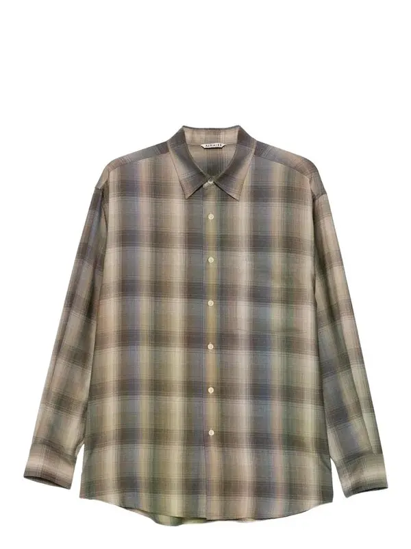 Auralee Checked Shirt - Brown