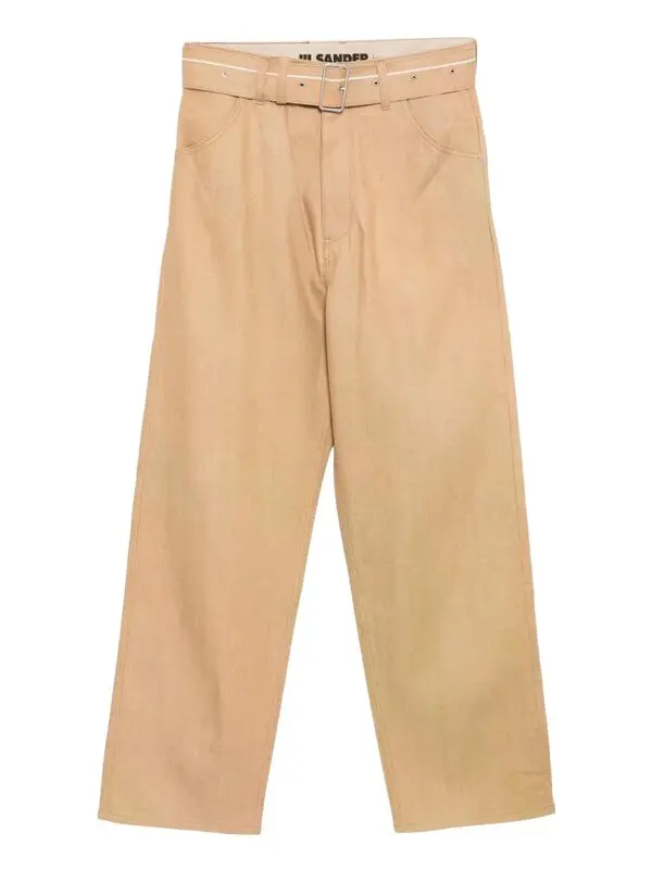 JIL SANDER Belted Trousers - Neutrals
