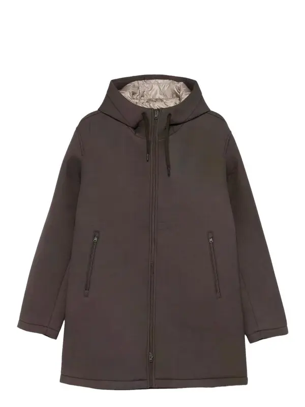 Herno Hooded Zip-up Coat - Brown