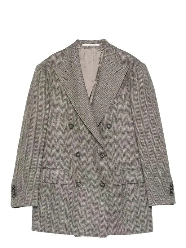 Tagliatore Herringbone Double-breasted Jacket - Grey