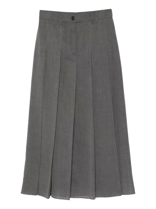 Brunello Cucinelli Pleated Midi Skirt - Grey