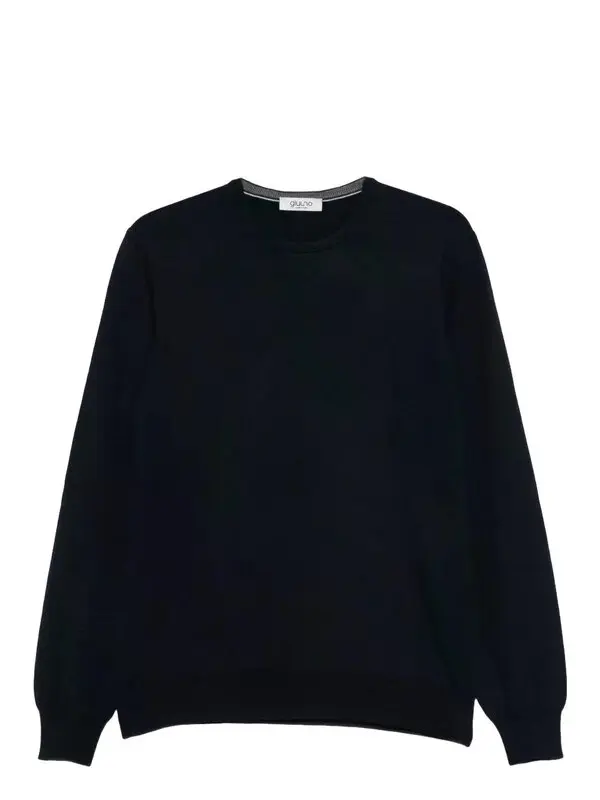 GIUUNO Crew-neck Fine Knit Sweater - Blue