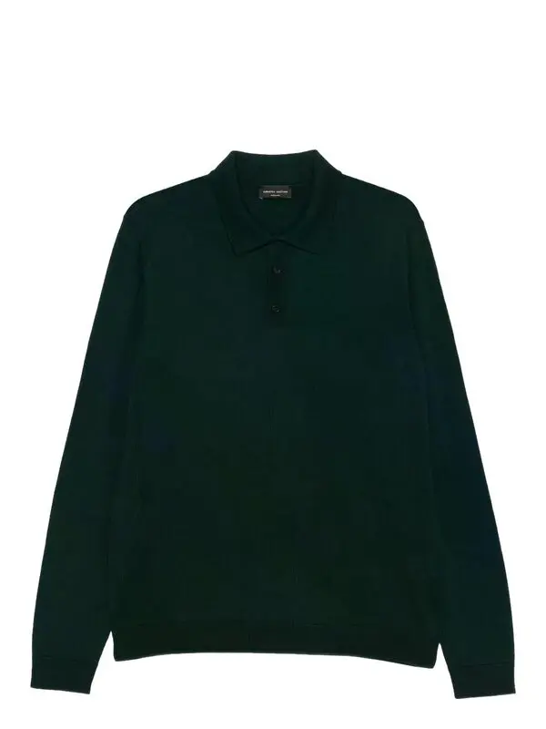 ROBERTO COLLINA Button-up Long-sleeve Polo Shirt - Green