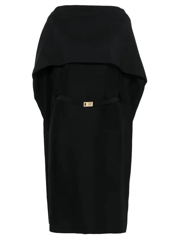 FERRAGAMO Cape-sleeve Knee-length Dress - Black