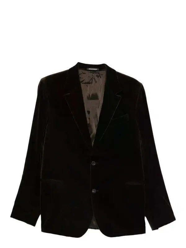 Emporio Armani Velvet Single-breasted Blazer - Black
