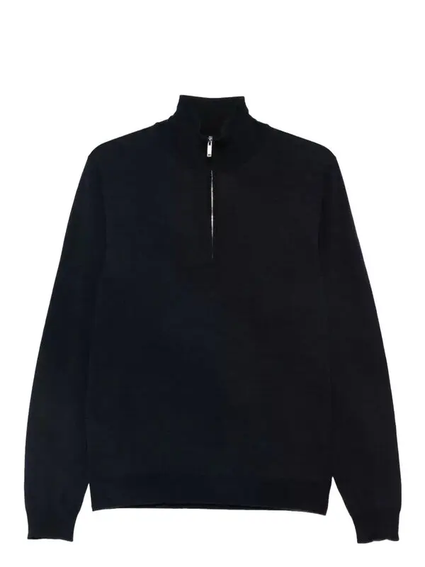 Incotex Half-zip Long-sleeve Sweater - Black