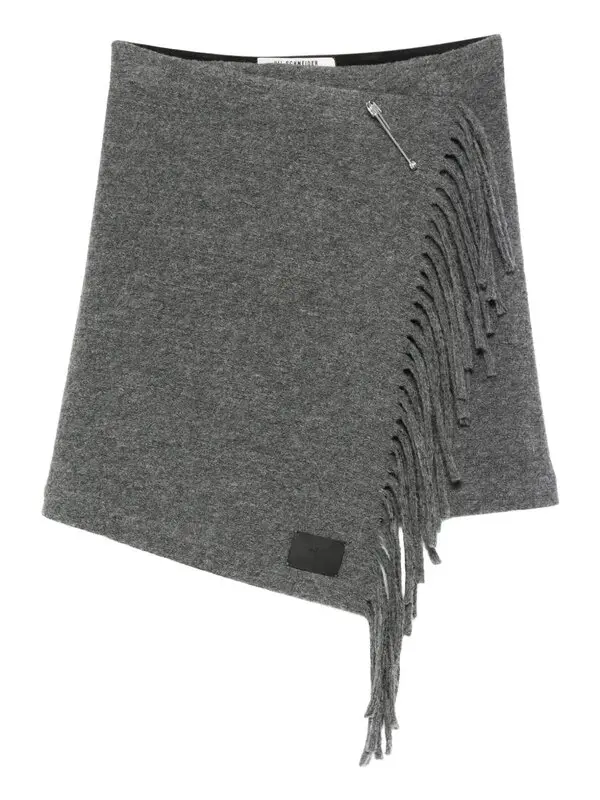 ULI SCHNEIDER Fringed Wool Mini Skirt - Grey