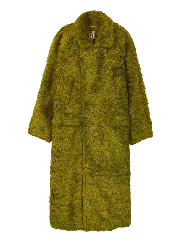 Camper Double-breasted Faux-fur Coat - Green