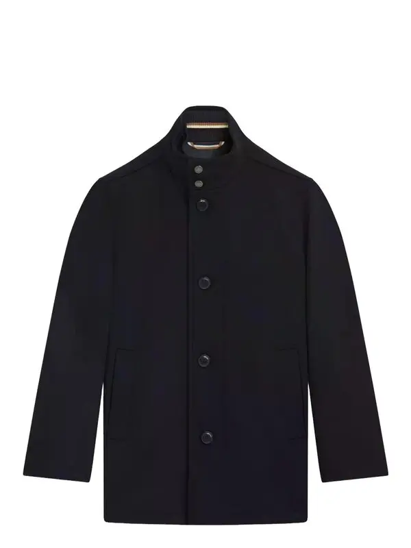 BOSS Wool High-neck Coat - Blue