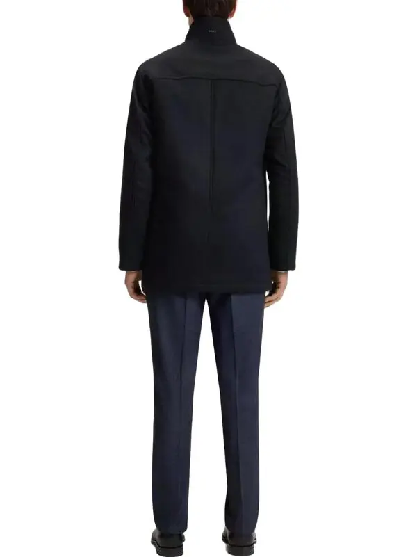 BOSS Wool High-neck Coat - Blue