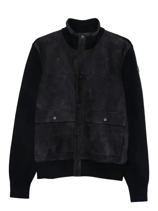 Moncler Knitted-panel Suede Jacket - Black