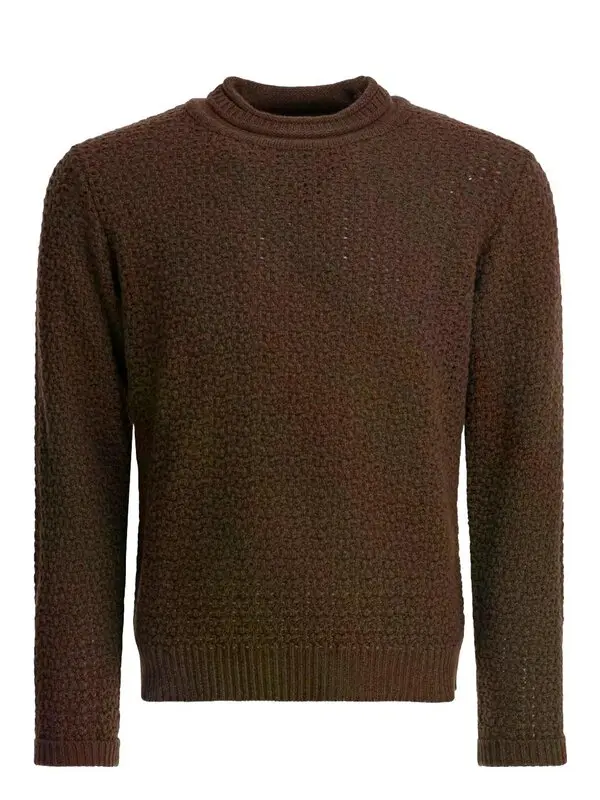 RAKKI Notre Dame Textured Knitted Sweater - Brown