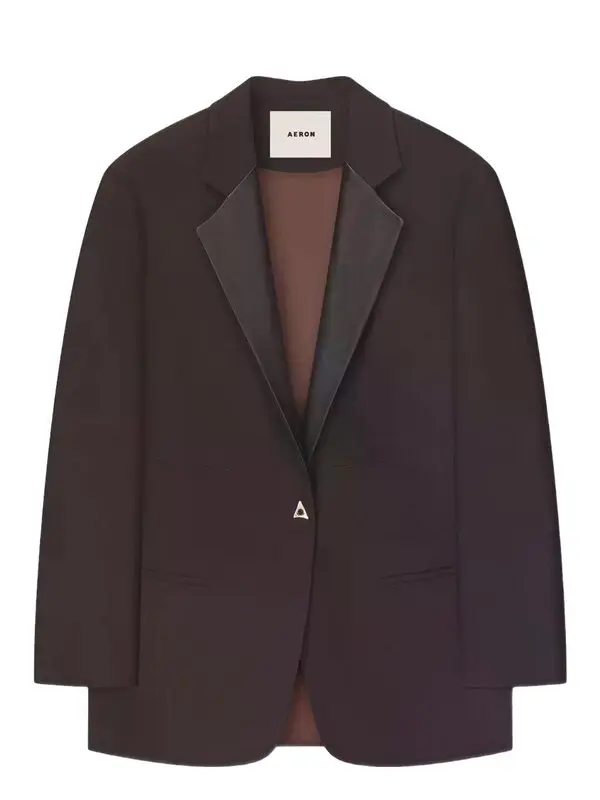 AERON Leather-trimmed Blazer - Brown