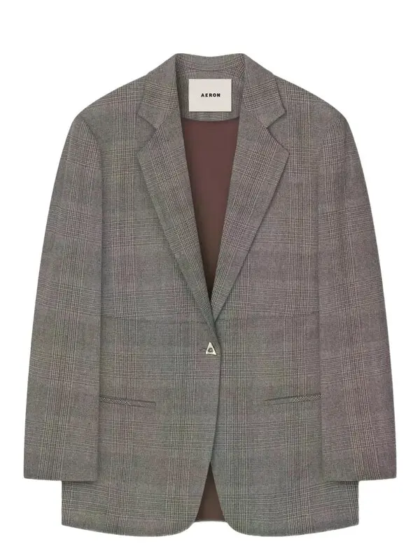 AERON Checked Single-breasted Blazer - Grey