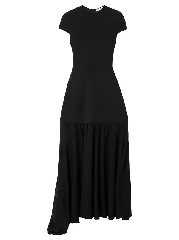 FFORME Sienna Asymmetric Wool-blend Maxi Dress - Black