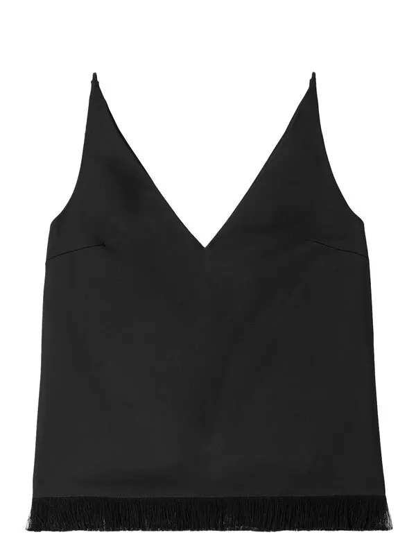 FFORME Emory Fringed Satin Tank - Black