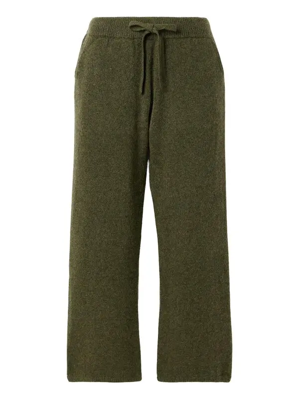 THE ELDER STATESMAN Ribbed Cashmere Track Pants - Green