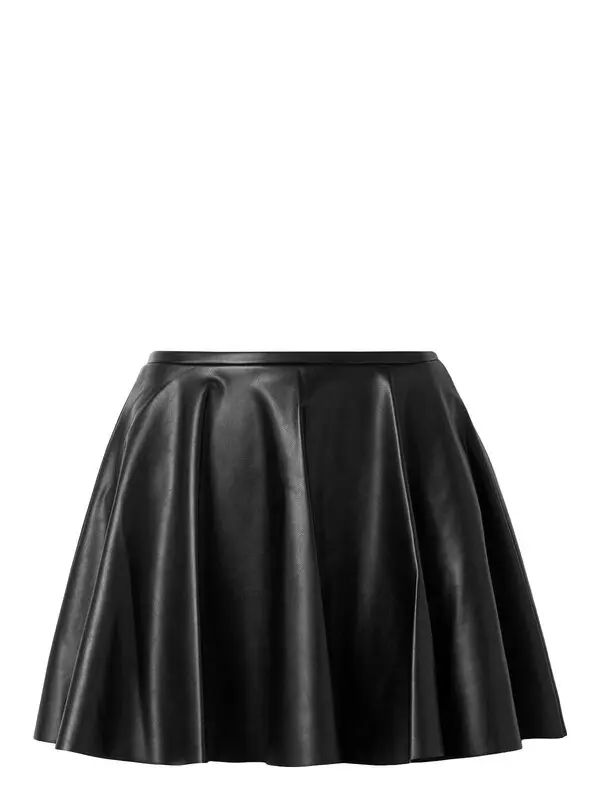 Norma Kamali Pleated Pu Mini Skirt - Black