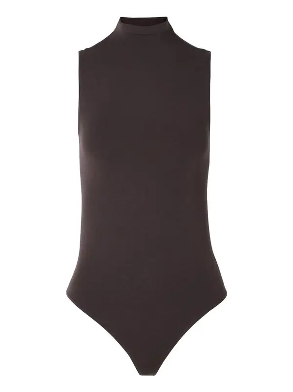 Wolford Stretch-jersey Turtleneck Thong Bodysuit - Brown